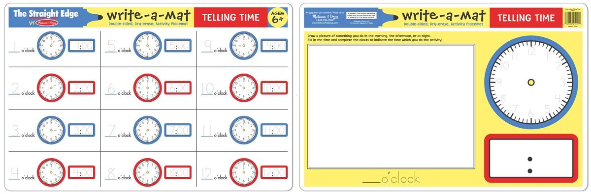 Write-a-Mat Telling Time - Little Thinkers Educational Toys and Books UAE